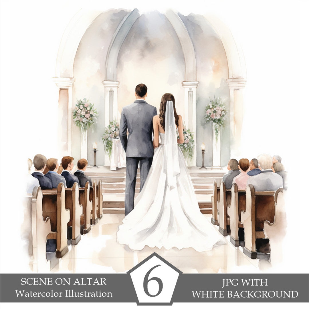 Watercolor Wedding Day Clipart, Wedding Couple, Marriage Clipart, Just ...