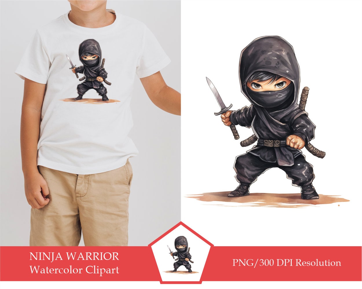 Watercolor Ninja Clipart, Cute Ninja, Ninja Warrior, Ninja Png, Clipart ...
