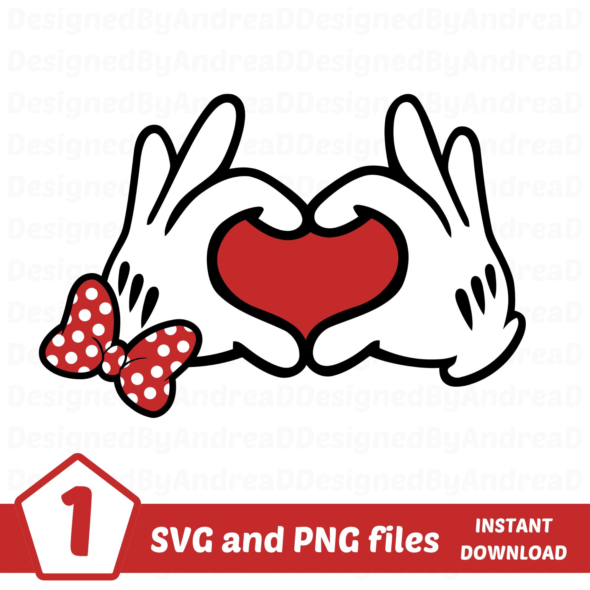 Mickey Mouse Heart Hands Svg