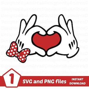 Mickey and Minnie Love Svg, Heart Hands Svg, Happy Valentines Day ...