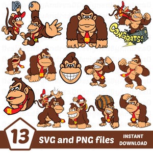 Donkey Kong and Diddy, Svg Files for Cricut, Png Bundle, Sublimation ...