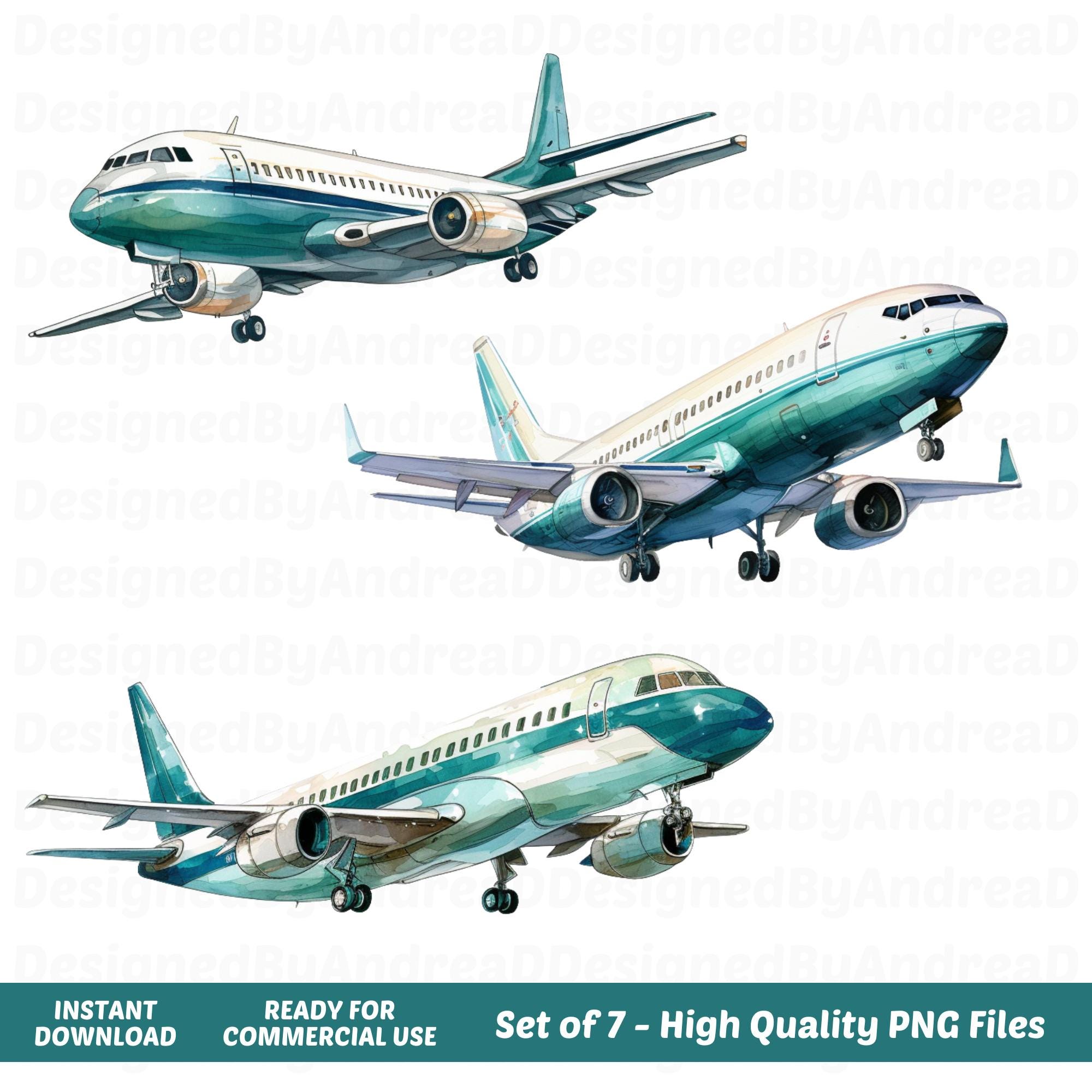 Commercial Airplane Png Bundle, Sublimation Designs, DIGITAL DOWNLOAD ...