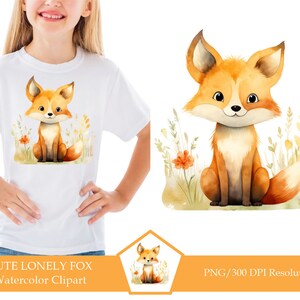 Watercolor Fox Clipart, Baby Fox, Cute Fox, Woodland Animals, PNG ...