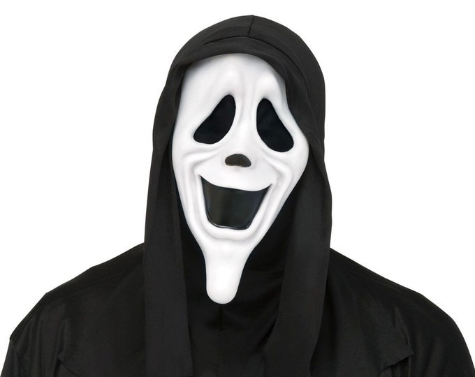 Adult Scary Movie Smiley Ghost Face Scream Spoof Mens Costume Mask Fun ...