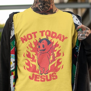 Not Today Jesus Retro Devil T-shirt, Retro Vintage Shirt, Funny Devil ...