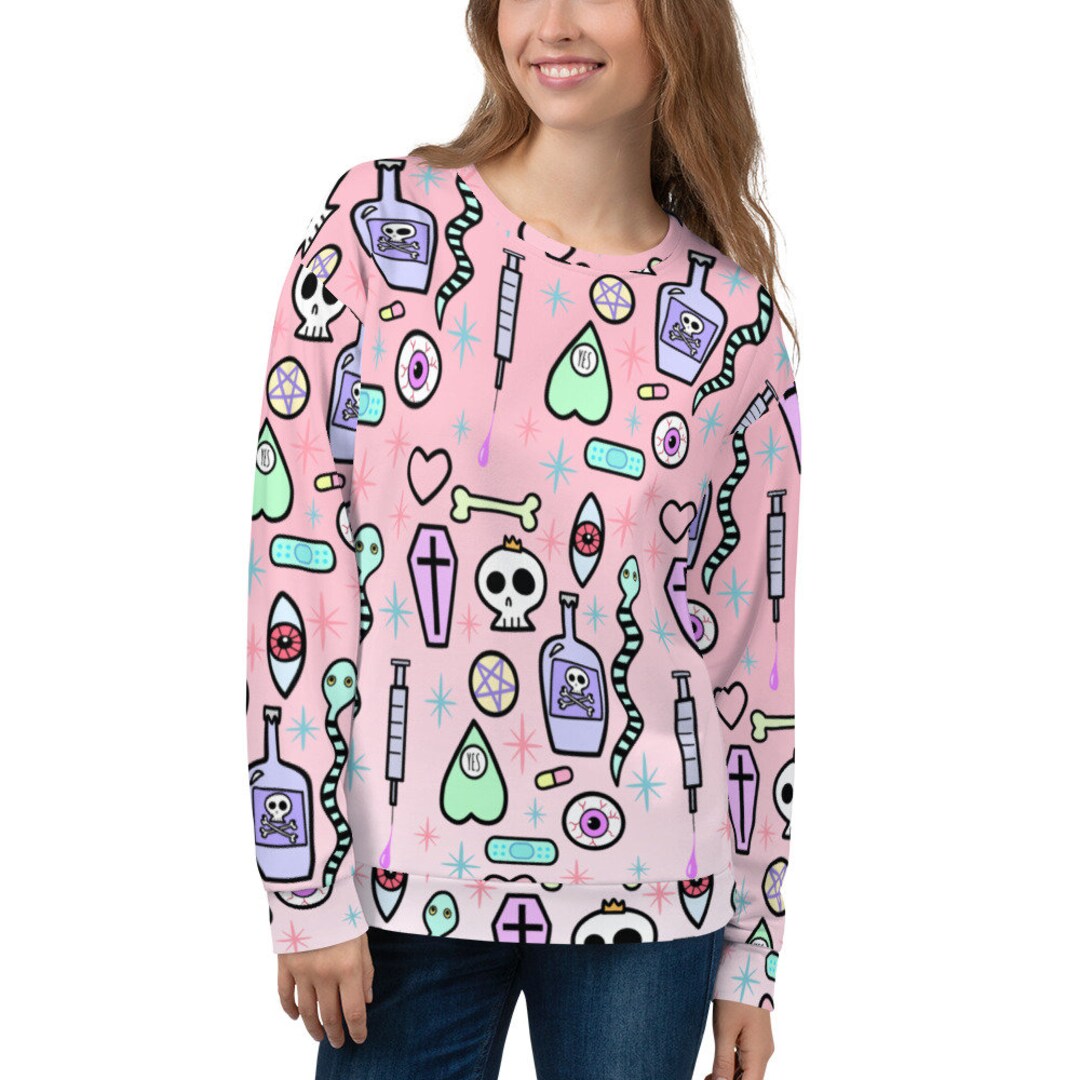 Yami Kawaii Pastel Occult Shirt: A Playfully Dark Blend of Skulls ...