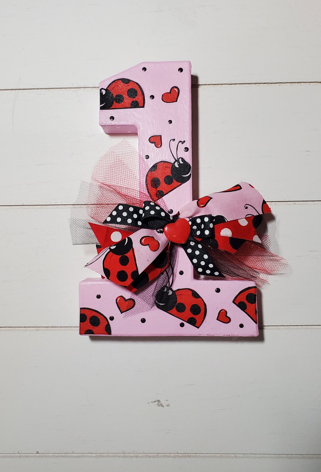 1st Birthday Ladybug Paper Mache Number for Photo Prop for Your ...