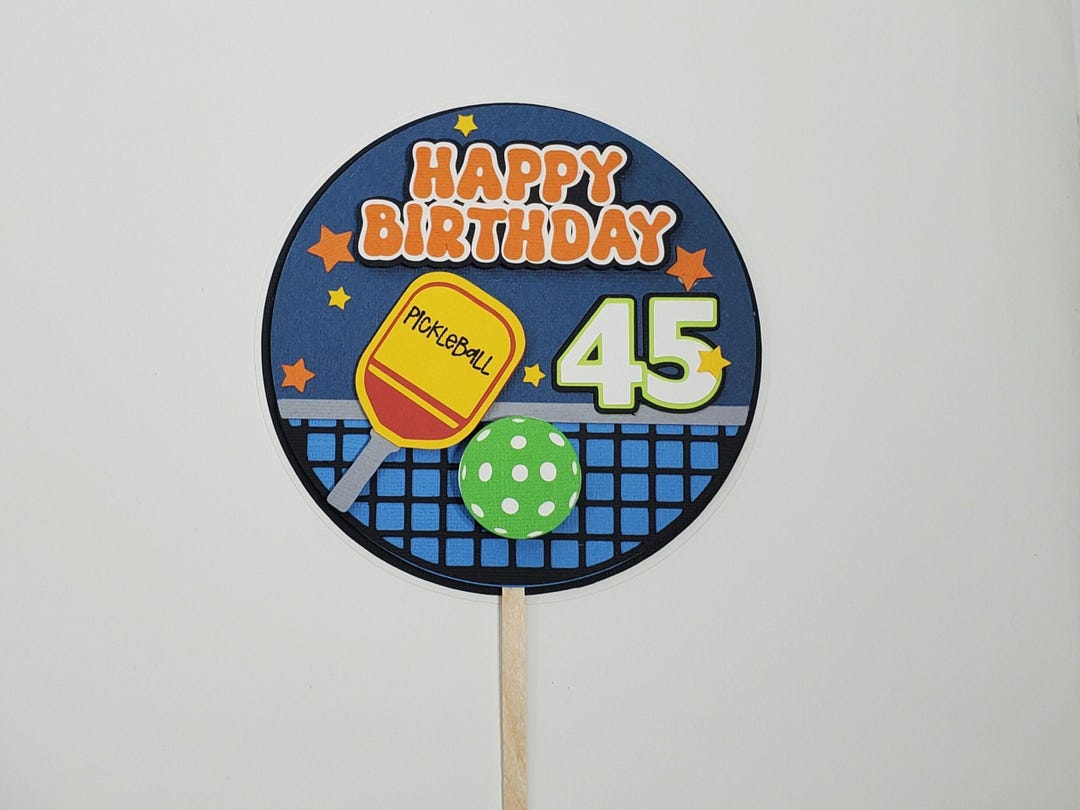 Pickleball Cake Topper 3D Paddle Ball Court Age Name Pickleball ...