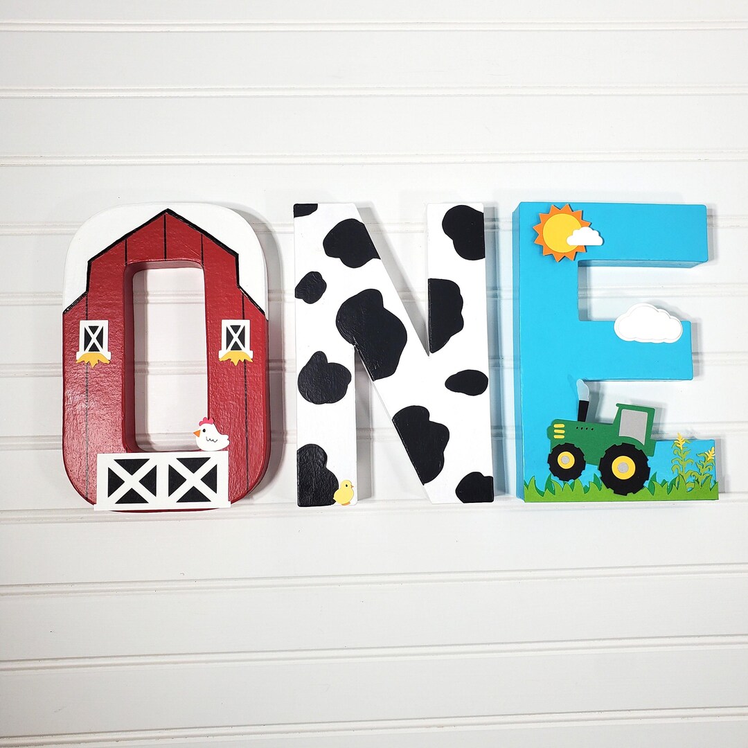 Barnyard Paper Mache Letters ONE | 1st Birthday Party | Farm Life ...