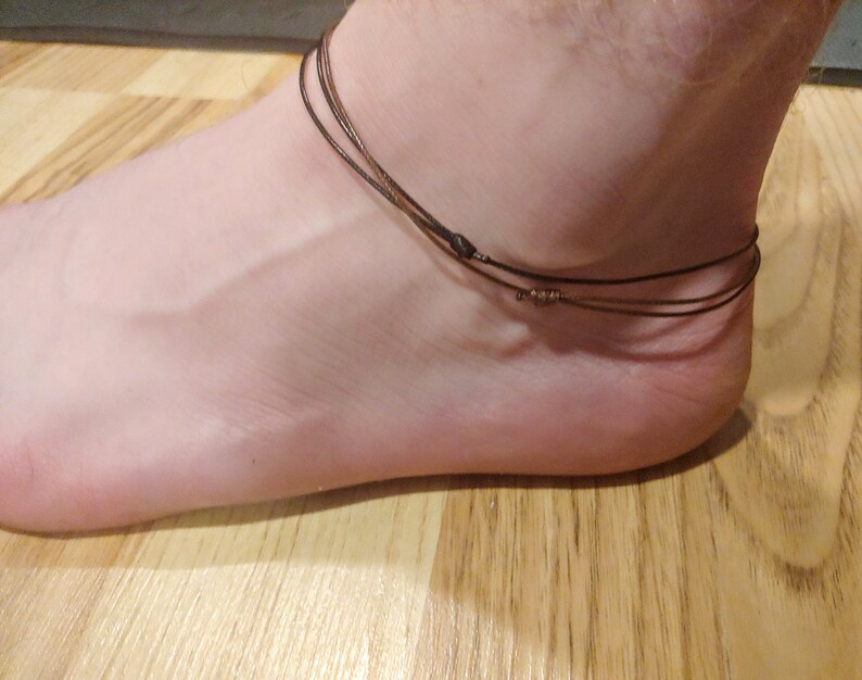 Two Mens Anklets /surfer Ankle Bracelets /black & Brown Cord - Etsy