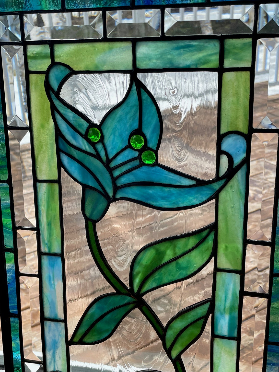 Zen Look of a Blue Flower in Stained Glass Panel. Ready to Go - Etsy