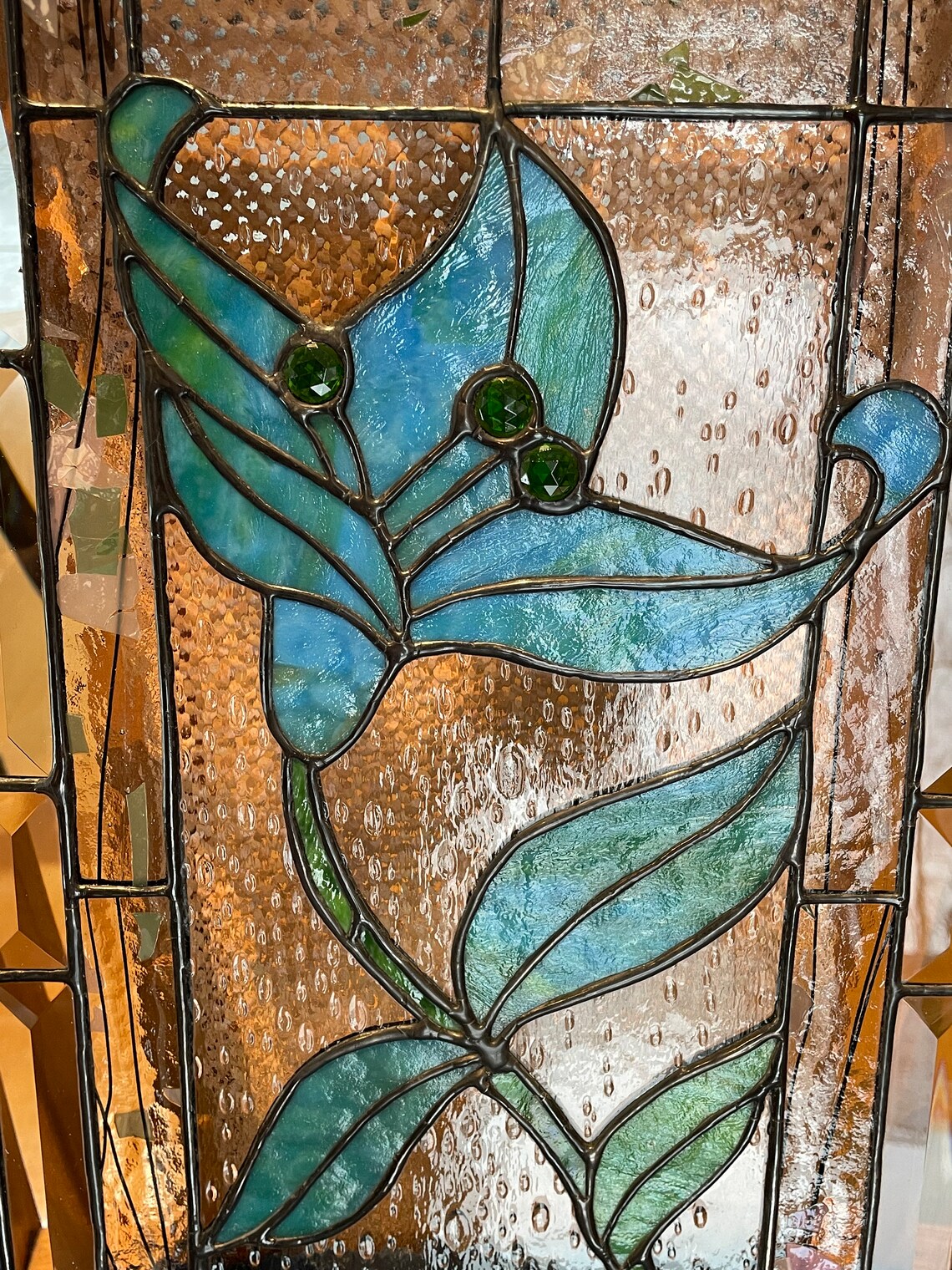 Zen Look of a Blue Flower in Stained Glass Panel. Make to - Etsy