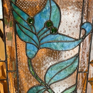 Zen Look of a Blue Flower in Stained Glass Panel. Make to - Etsy