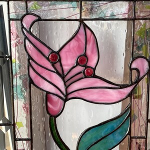 Zen Look of a Pink Flower in Stained Glass Panel. - Etsy