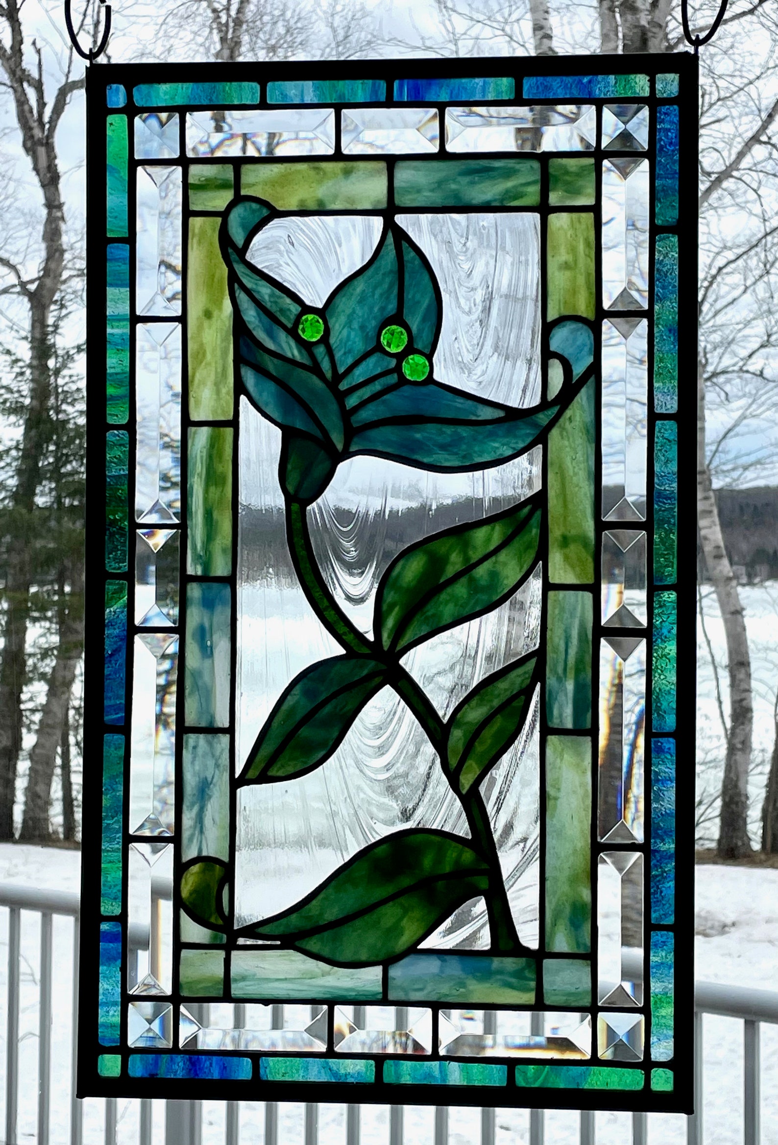 Zen Look of a Blue Flower in Stained Glass Panel. Ready to Go - Etsy