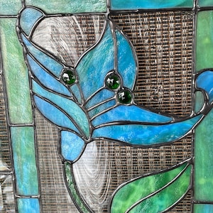 Zen Look of a Blue Flower in Stained Glass Panel. Make to Order - Etsy