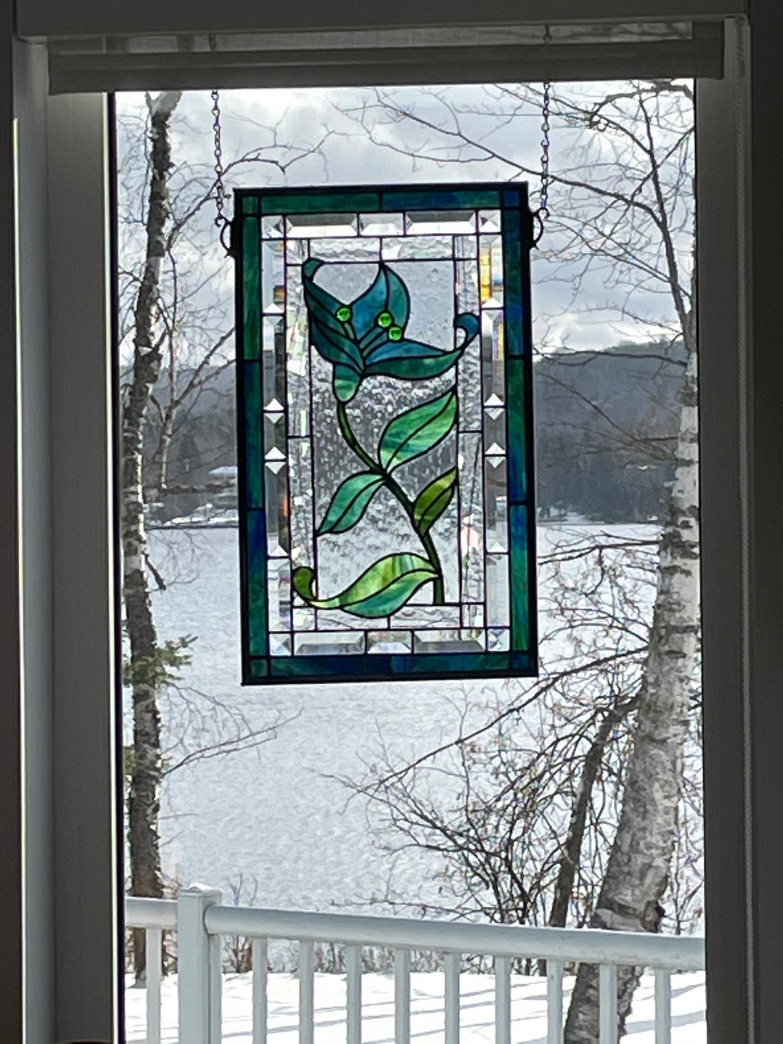 Zen Look of a Blue Flower in Stained Glass Panel. Make to - Etsy