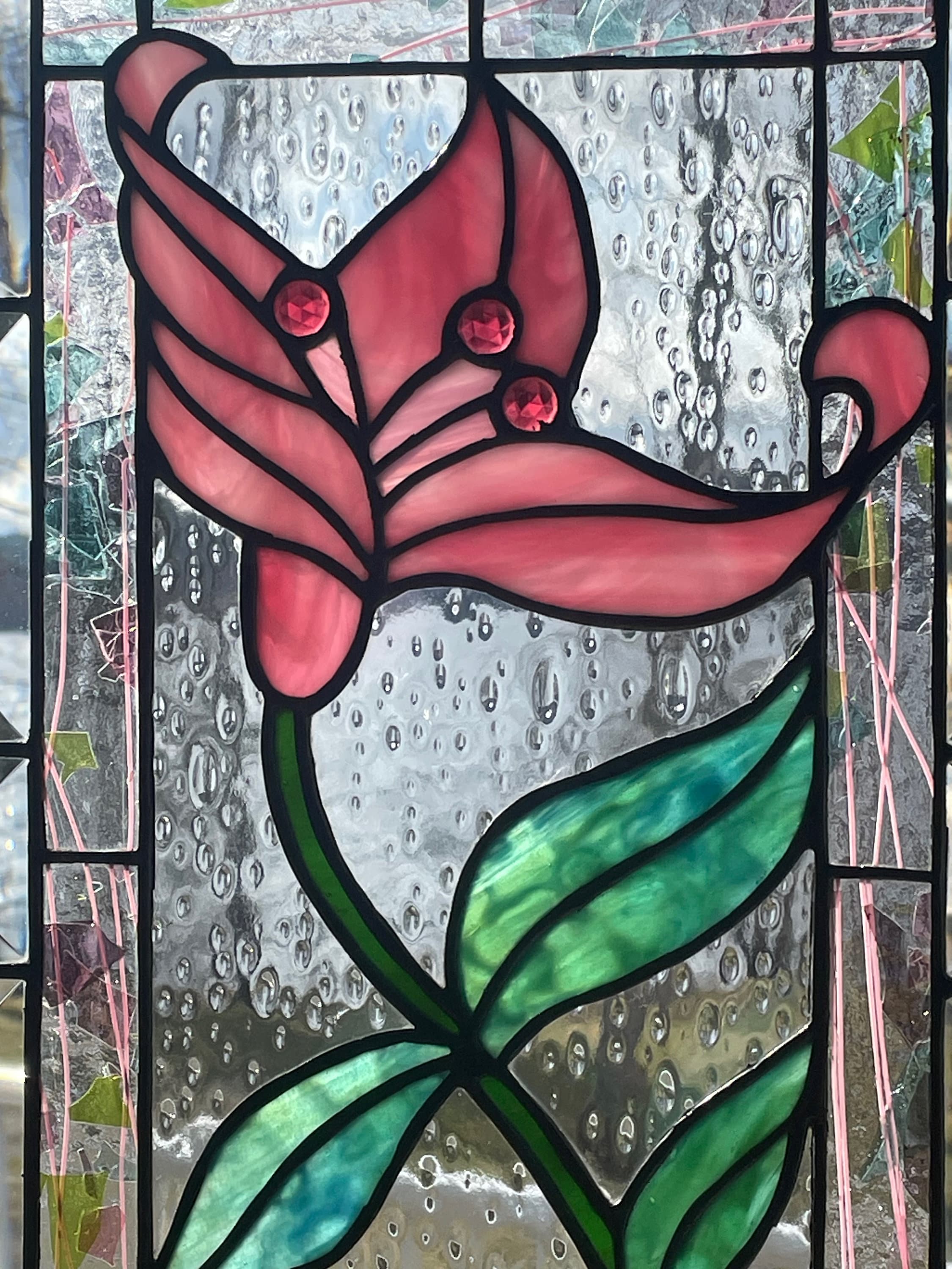 Zen Look of a Pink Flower in Stained Glass Panel. - Etsy