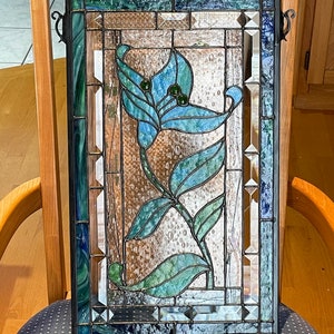 Zen Look of a Blue Flower in Stained Glass Panel. Make to - Etsy