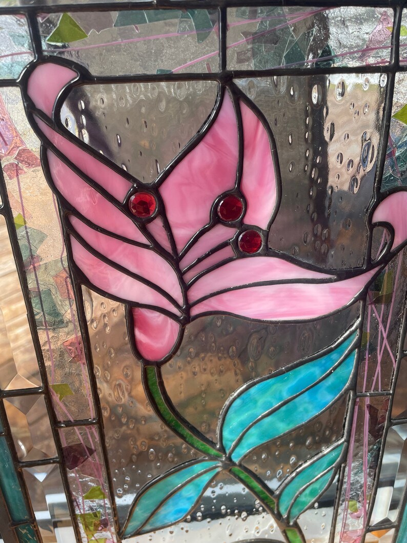 Zen Look of a Pink Flower in Stained Glass Panel. Ready to Go - Etsy