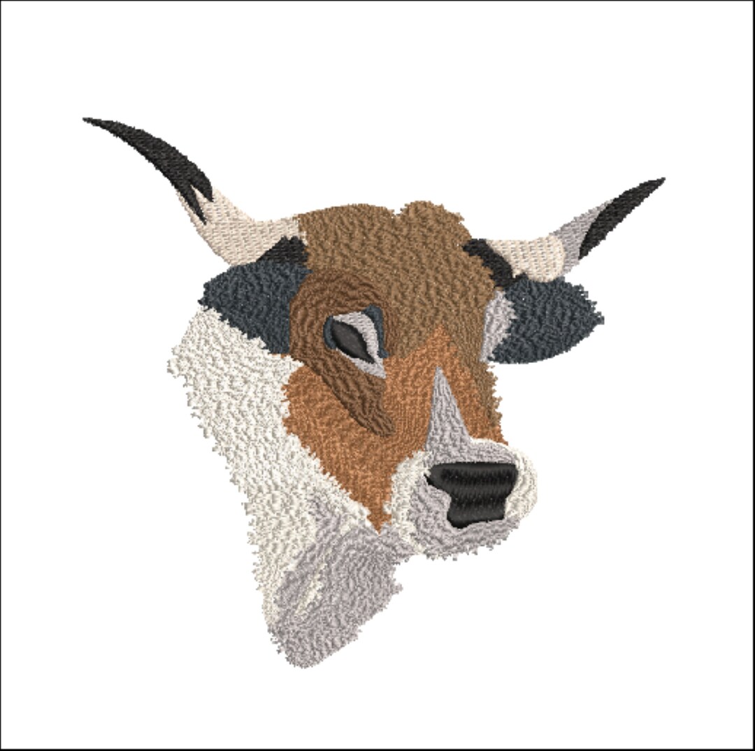 Digital File for Machine Embroidery Aubrac Cow Head Pattern 130x180 and ...