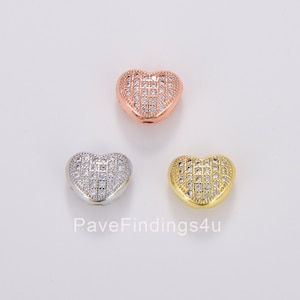 Pave CZ Heart Bead, Pave Heart Pendant, CZ Micro Pave Heart Shape Beads ...