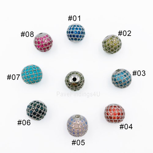 CZ Micro Pave Round Ball Bead Cubic Zirconia Pave Beads - Etsy