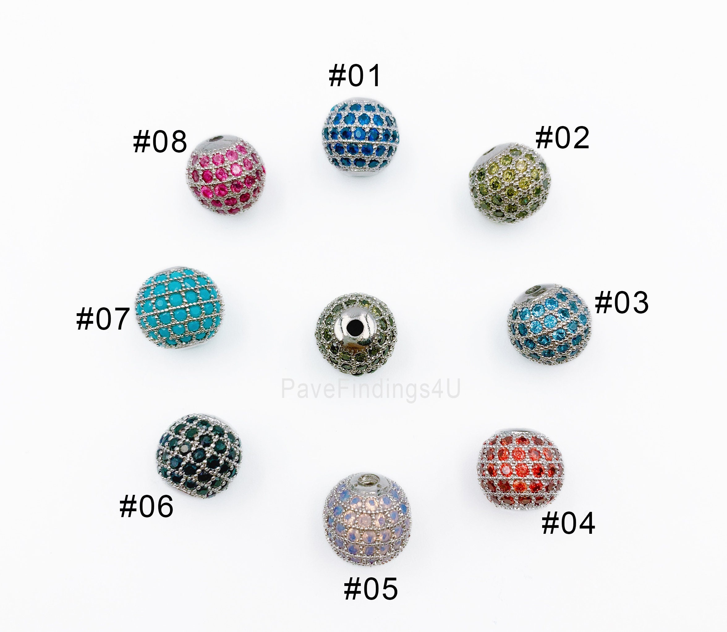 CZ Micro Pave Round Ball Bead, Cubic Zirconia Pave Beads, Shamballa ...