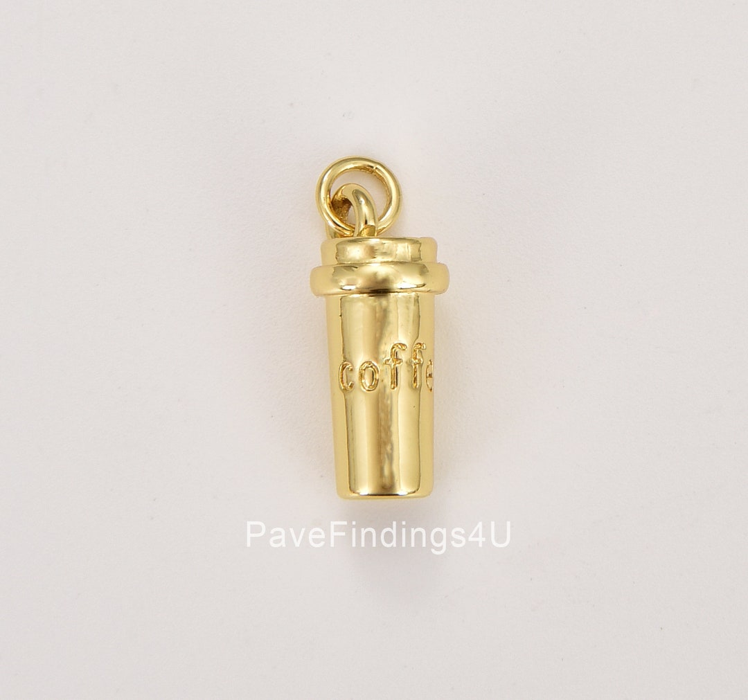 Dainty Coffee Cup Charm, Gold Filled 3D Coffee Pendant, Coffee Lover ...