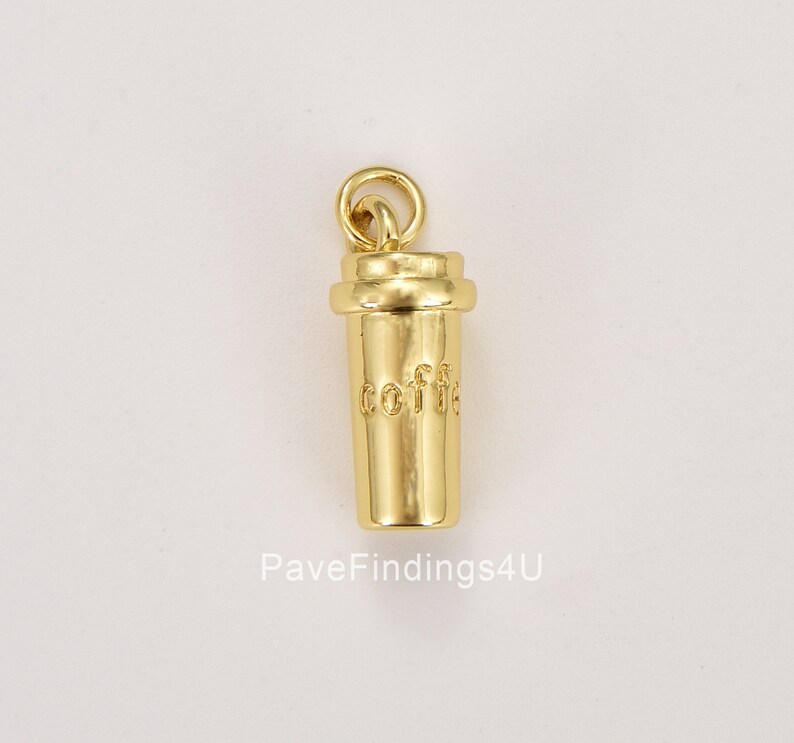 Dainty Coffee Cup Charm, Gold Filled 3D Coffee Pendant, Coffee Lover ...