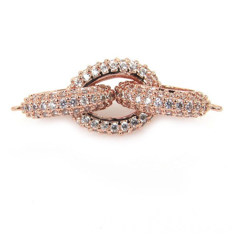 3 Rings Oval Connector for Necklace/bracelet, CZ Micro Pave Triple ...