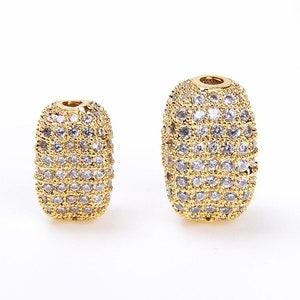 Oval Connector, Oval Spacer Beads, CZ Micro Pave Oval Beads Spacer, DIY ...