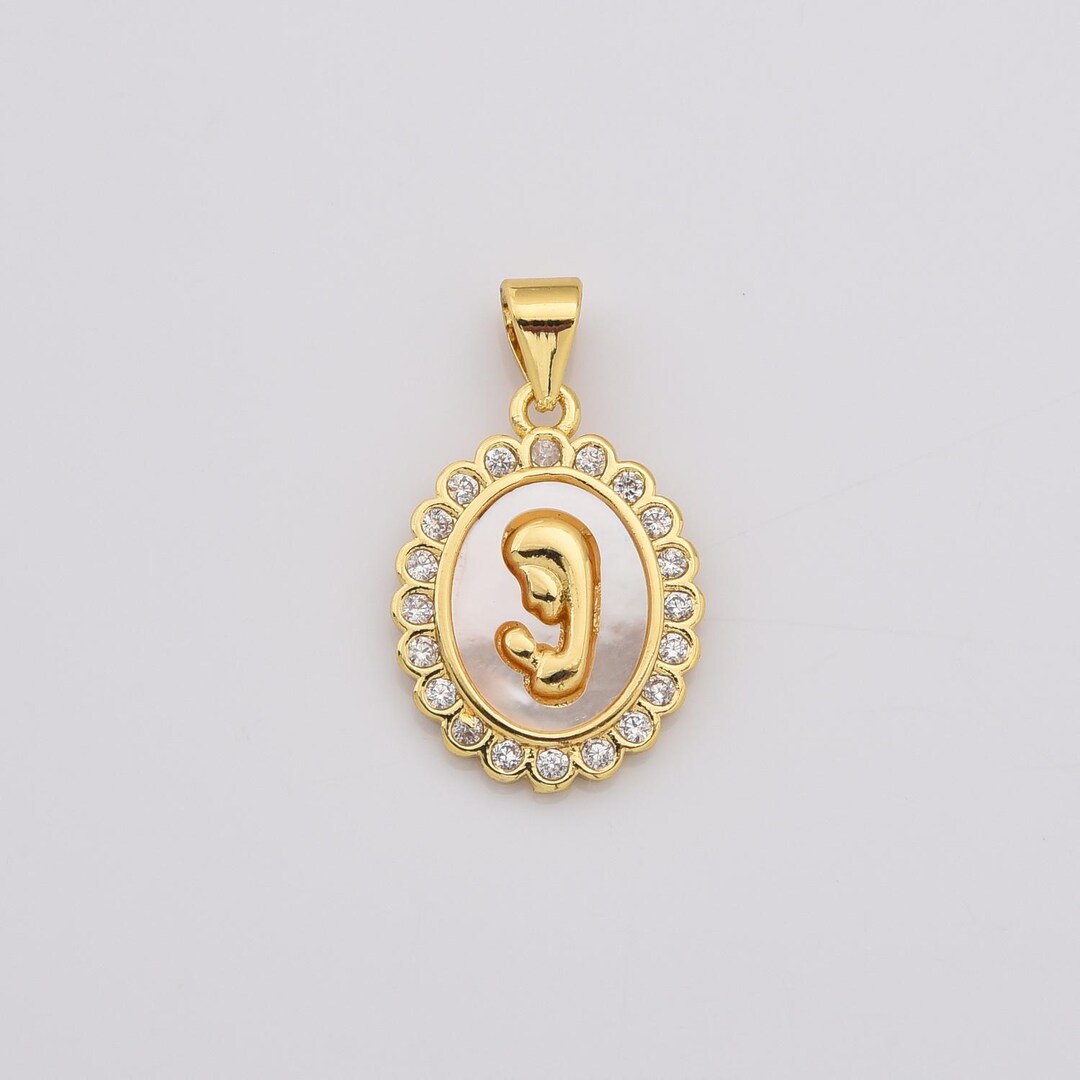 Shell Pearl Praying Virgin Mary Medallion Charm, Gold Filled Virgin ...