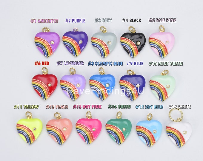 Dainty Neon Heart Charms Enamel Heart Pendant for Necklace - Etsy