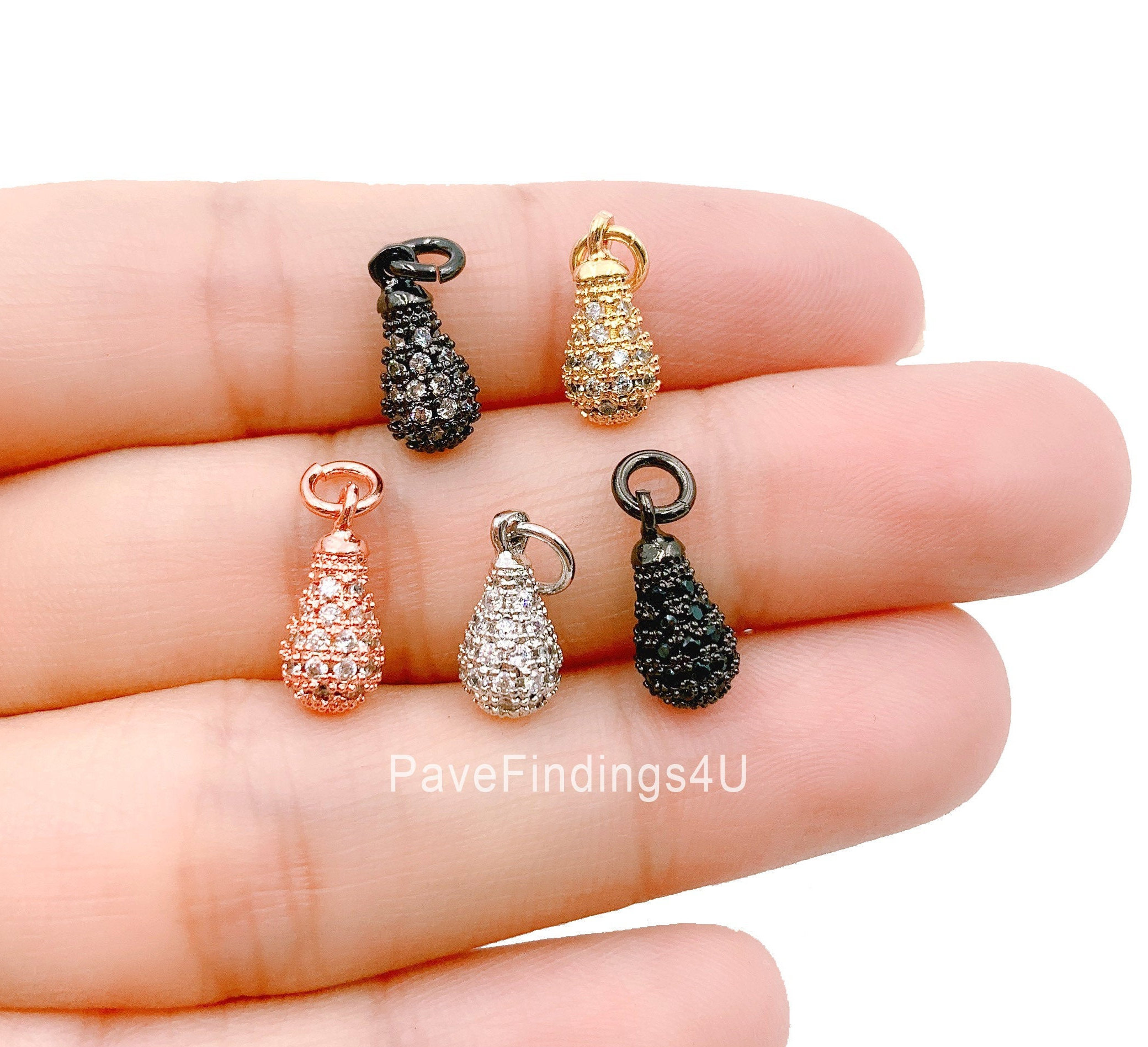 Teardrop Crystal Charm Pendants 24K Gold Rhinestone Pave Charm | Etsy