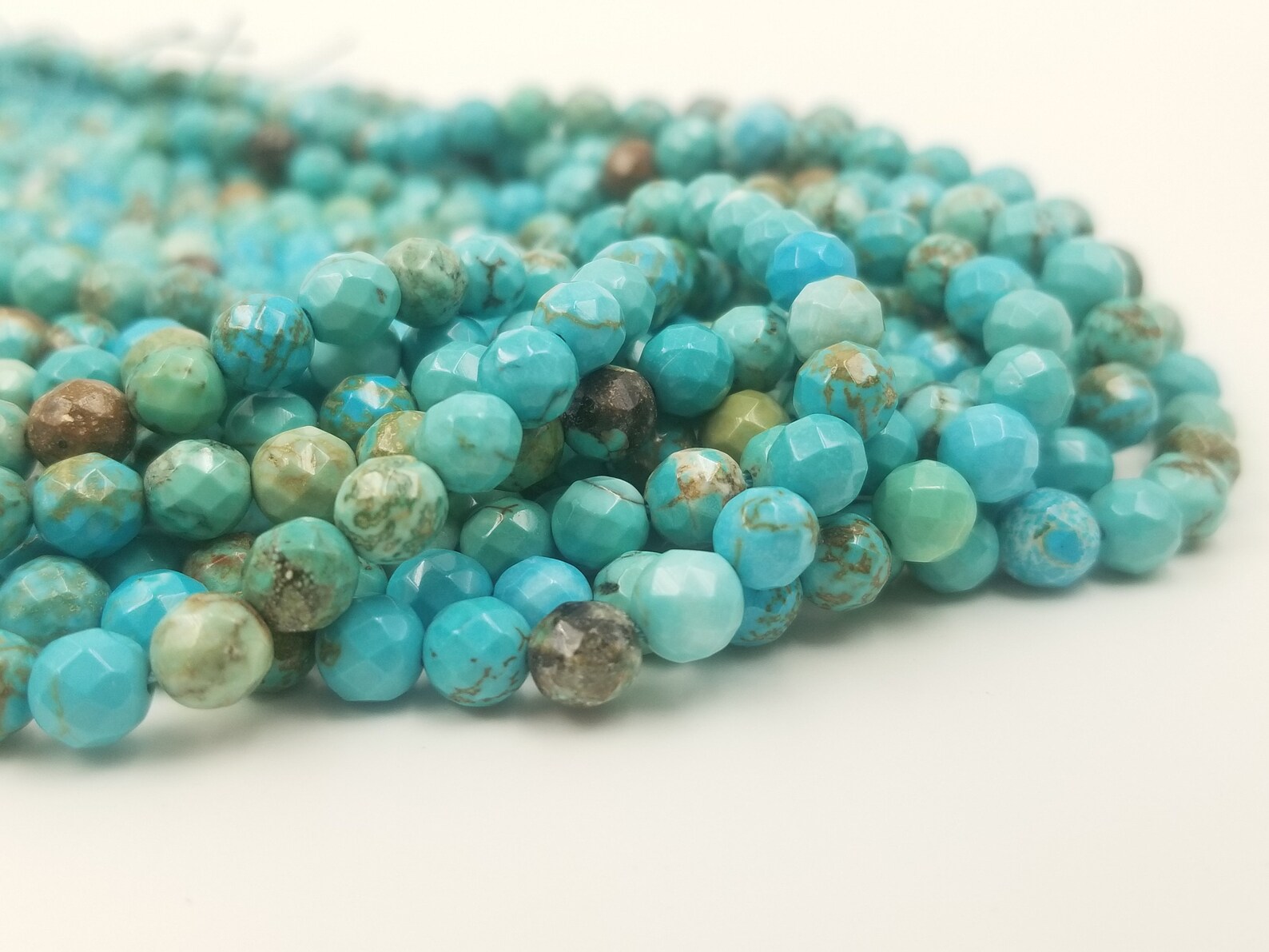 Faceted Turquoise 2mm 4mm 6mm Natural Round Beads No Heat or Treated 15 ...