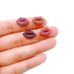 Ruby Cubic Zirconia Lip Charm Pave Lip Charm Black/gold/silver 24K Gold ...