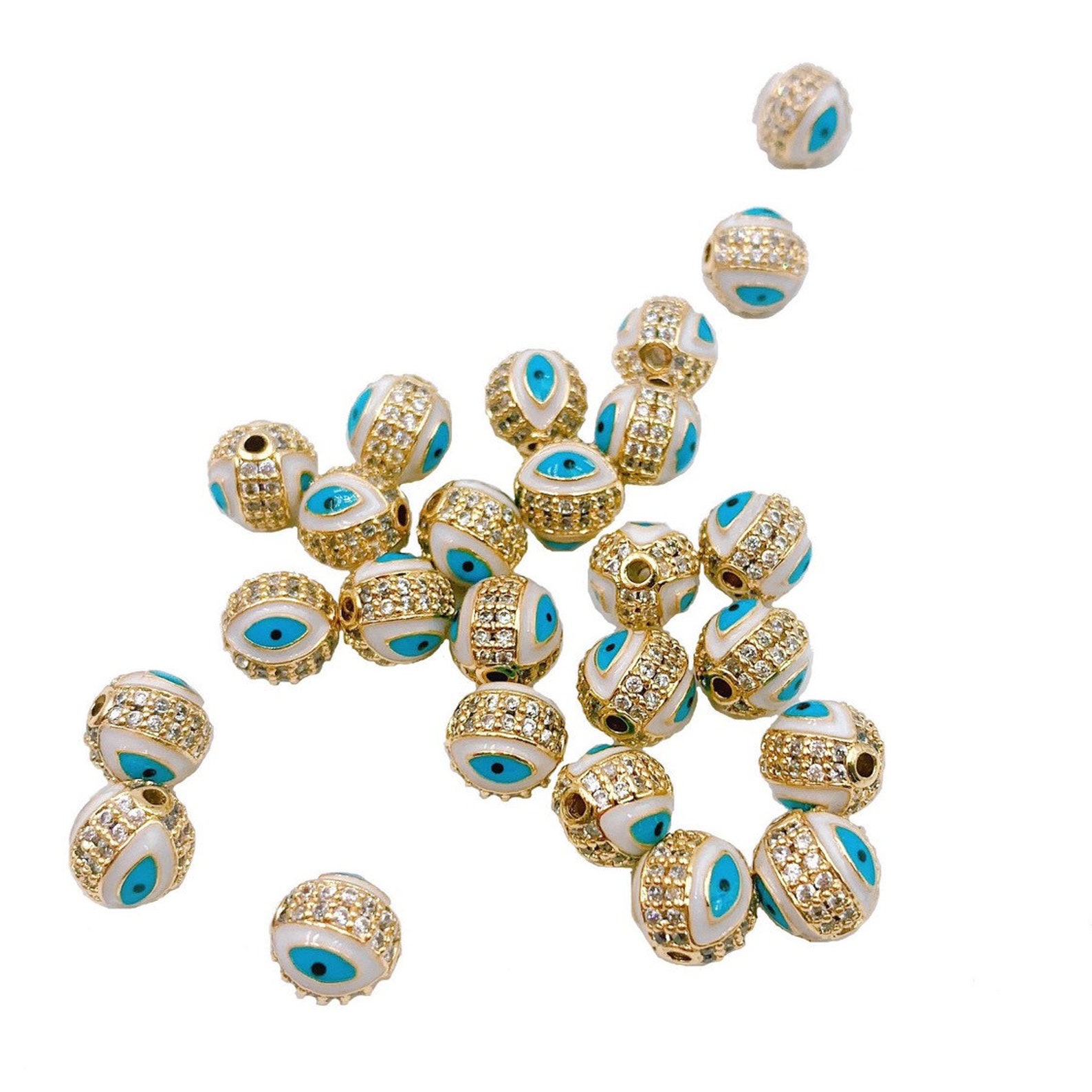 8mm Evil Eye Beads Round Circle Bead Spacer, Religious Amulet Prayer ...