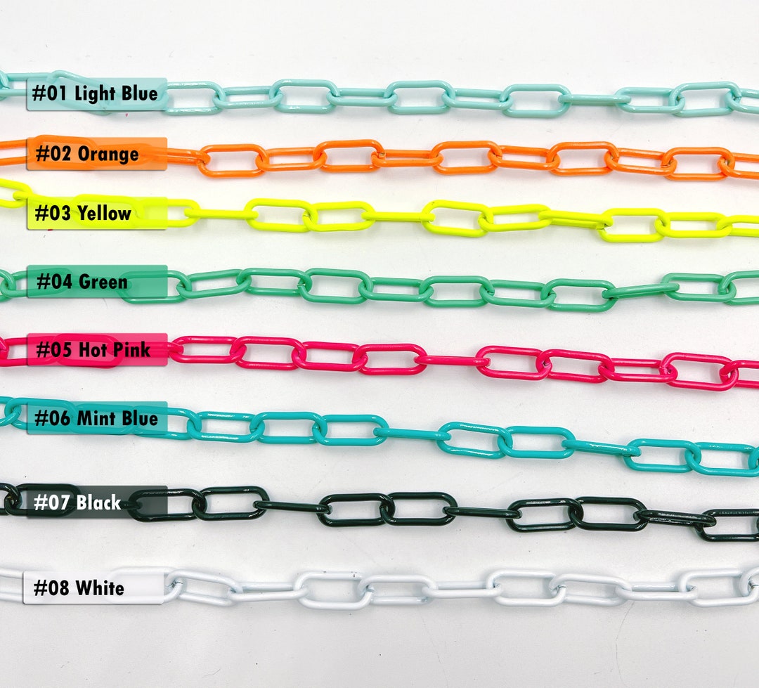 New Colorful Enamel Oval Paper Clip Chain, Enamel Pop Chain, Colored ...