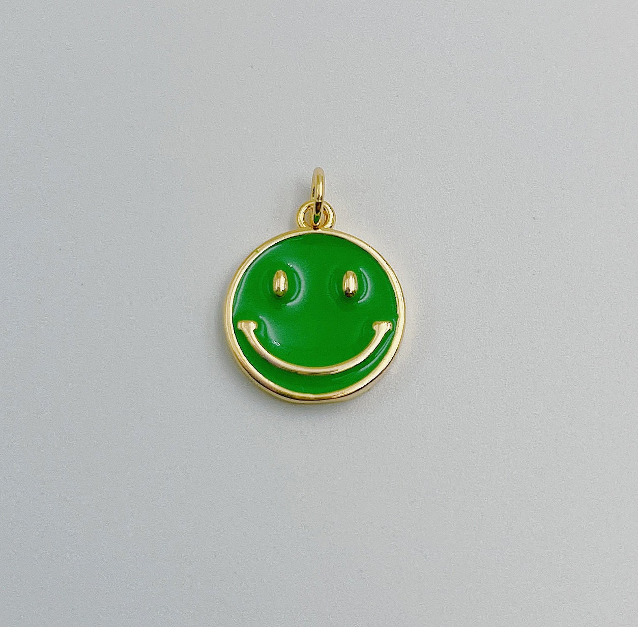 1pc Epoxy Happy Face in Gold Round Charm Enamel Happy Face - Etsy