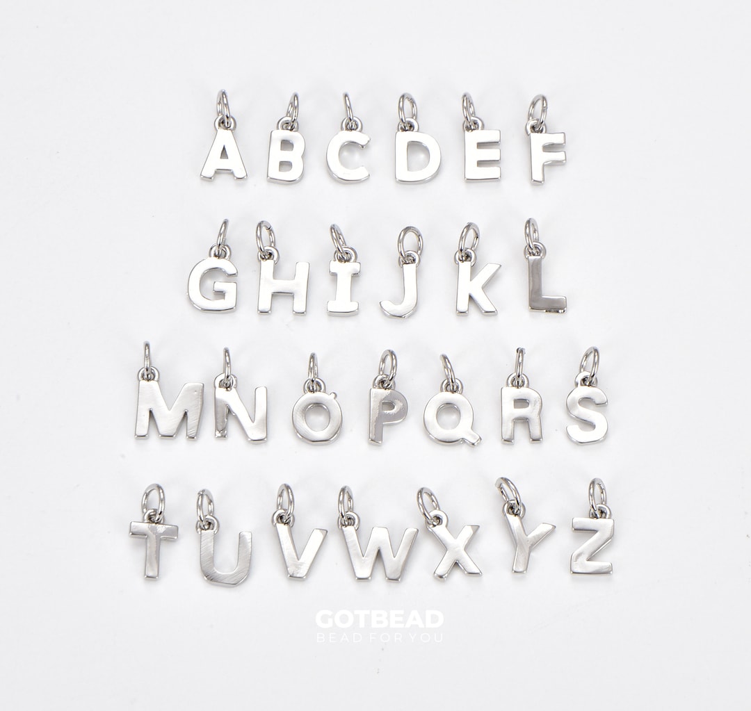 Silver Personalized Initial Charm Initial Pendant, Minimalist Alphabet ...