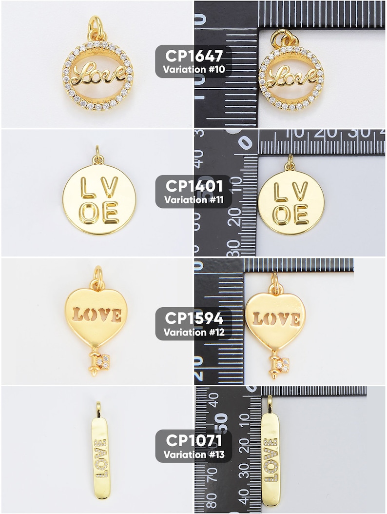 18K Gold Filled Dainty Charms, Love Charms Pendant, Gold Love Pendant ...