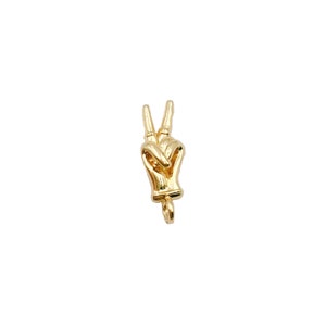 Peace Hand Sign Charm Pendant, 24K Gold Peace Hand Sign, Peace Sign ...