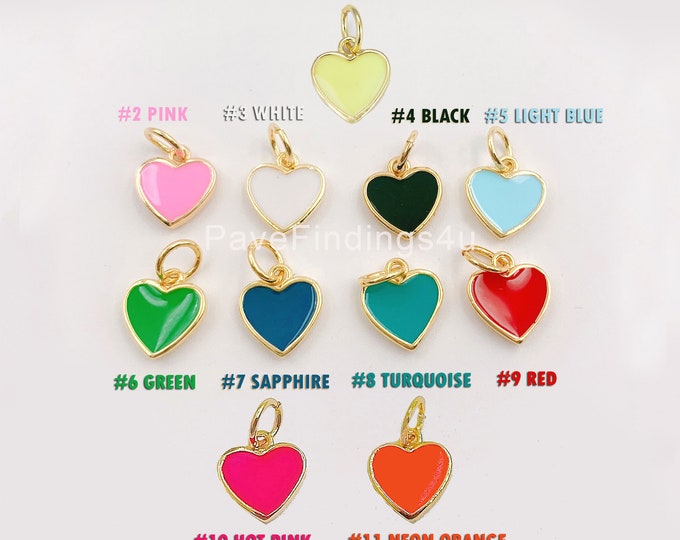 Neon Heart Charms Enamel Heart Pendant for Necklace Earring Charm ...