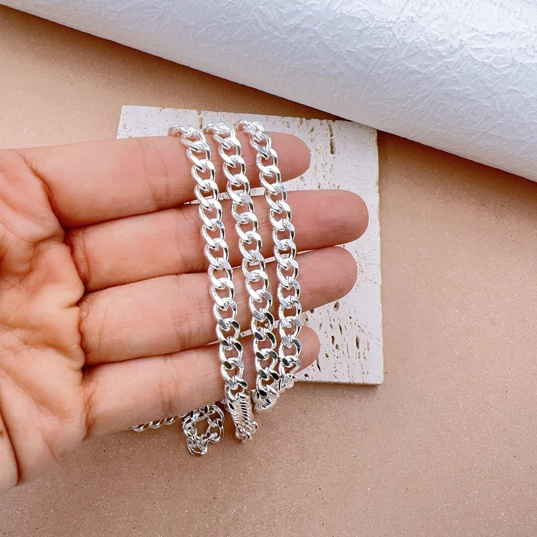 Shiny Silver Cuban Curb Chain by Foot Cuban Curb Chain Wholesale Bulk ...