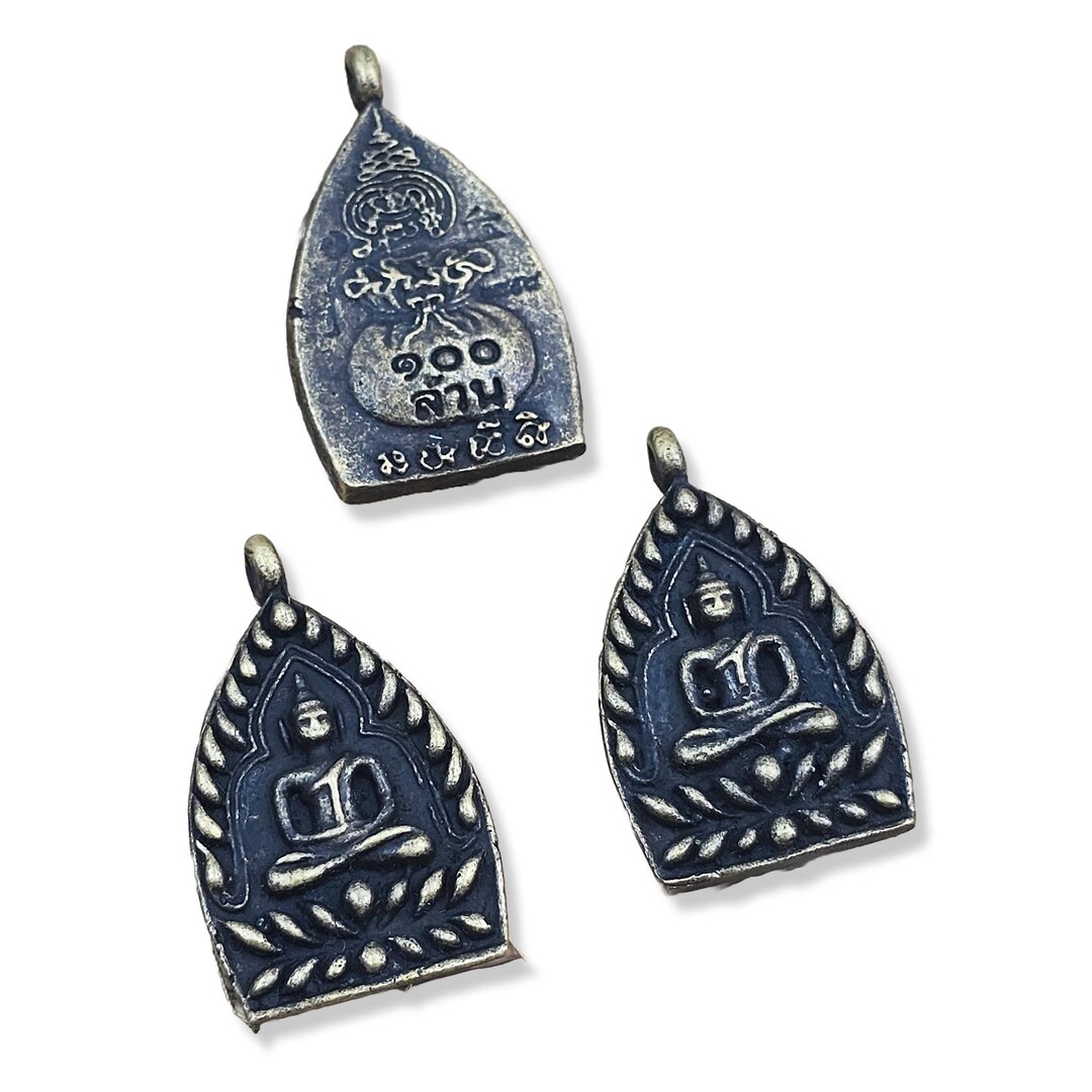 Thai Buddha Amulet Charm, Thai Amulet Pendant, Sitting Buddha Pendant ...