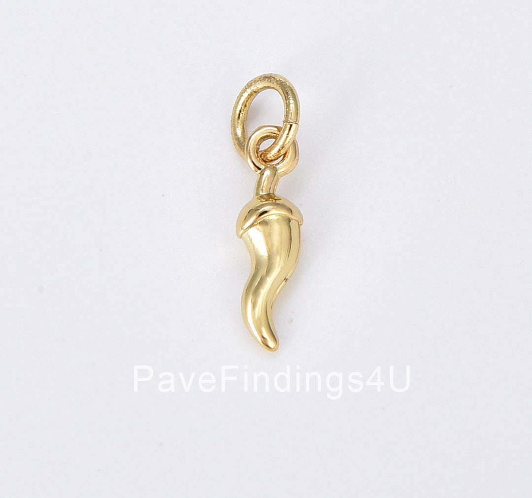 Dainty Gold Filled Chili Fruit Puffed Add-on Charm, Chilli Pendant for ...