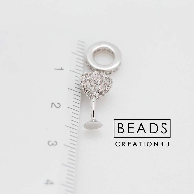 24K Gold Cocktail Glass Charm, CZ Micro Pave Glass Charm, Cocktail ...