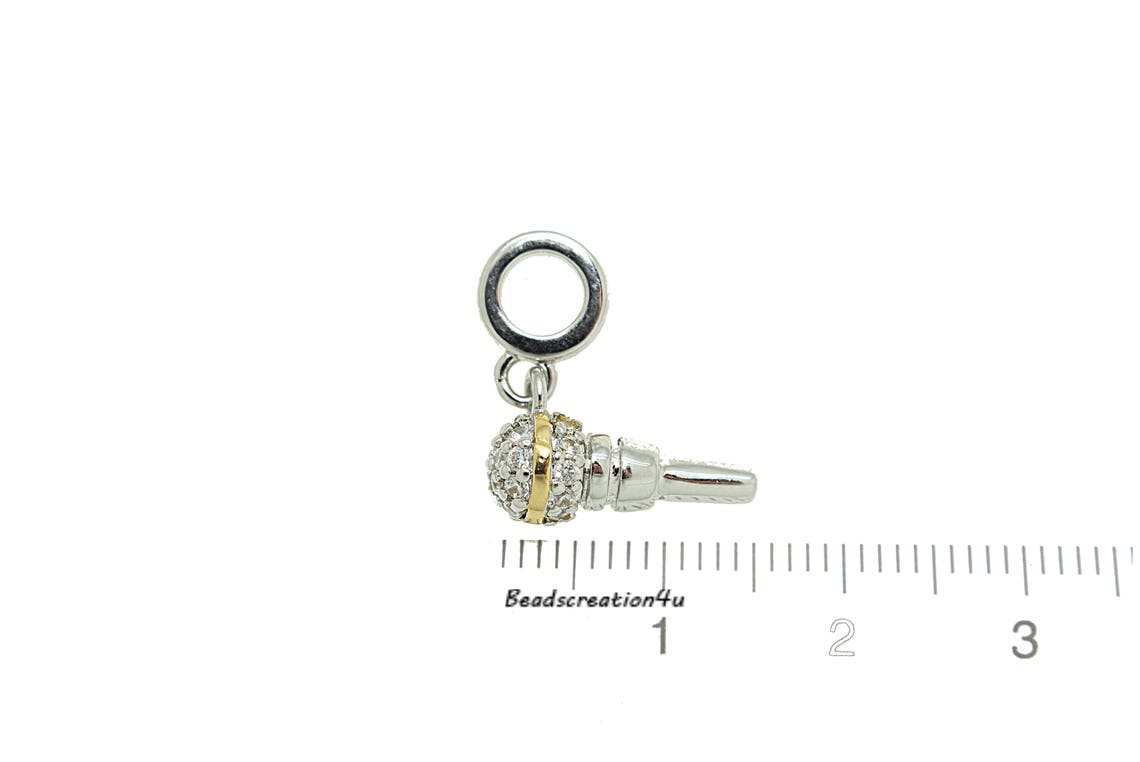 MICROPHONE Charm, CZ Micro Pave Microphone Charm,cubic Zirconia, CZ Two ...
