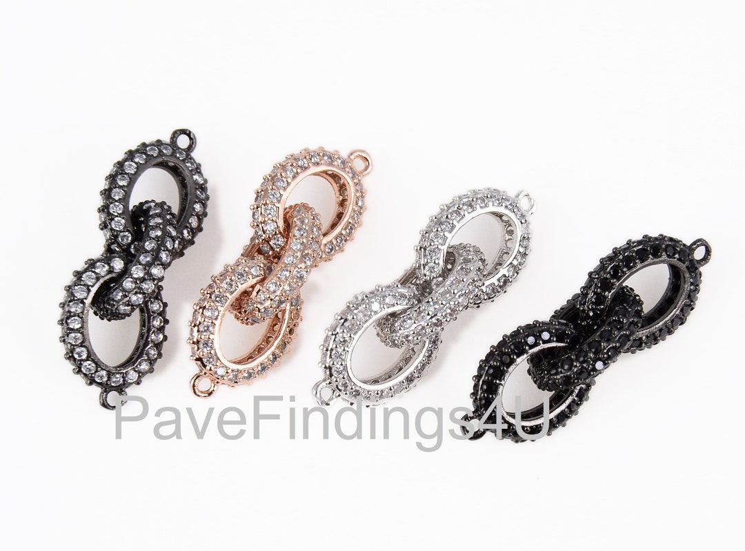 3 Rings Oval Connector for Necklace/bracelet, CZ Micro Pave Triple ...